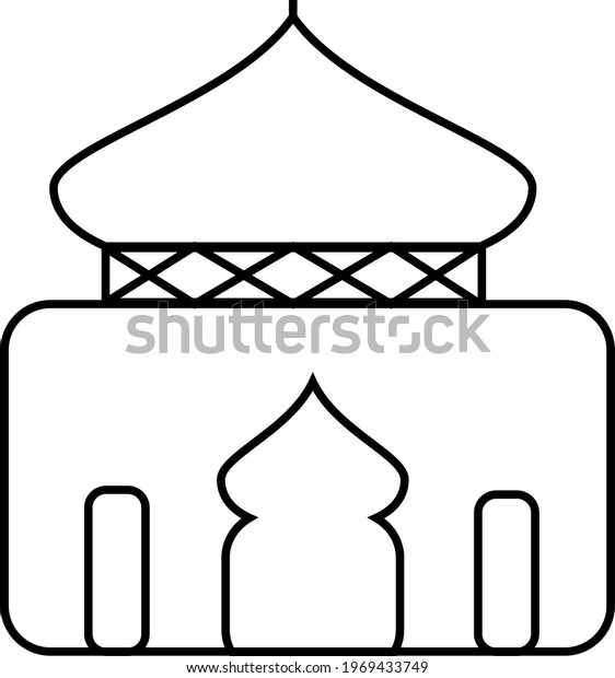 Mosque Vector Black Outline White Background Stock Vector (Royalty Free ...