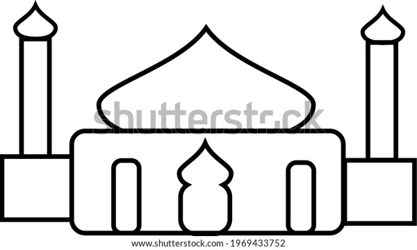 Mosque Vector Black Outline White Background Stock Vector (Royalty Free ...