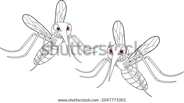 Mosquito Line Art Cartoon Vector Illustration Stock Vector (Royalty ...