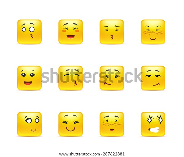 Most Beautiful Yellow Square Anime Stickers Stock Vector (Royalty Free ...