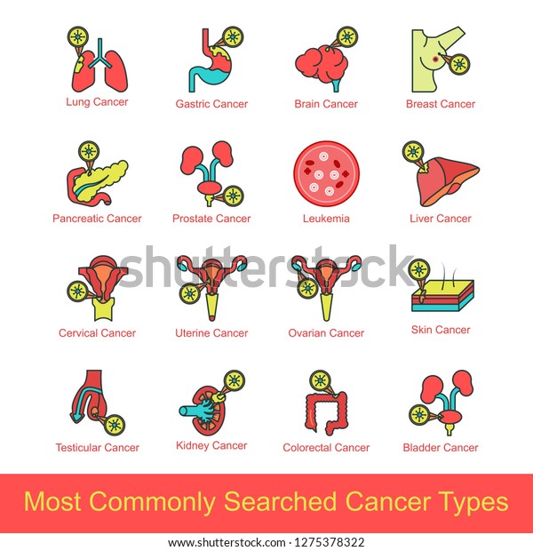 Most Commonly Searched Cancer Type Icon Stock Vector (Royalty Free ...
