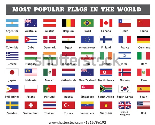 Most Popular Flags World Stock Vector (Royalty Free) 1516796192