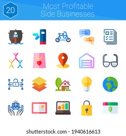 Most Profitable Side Businesses Icon Set Stock Vector (Royalty Free ...