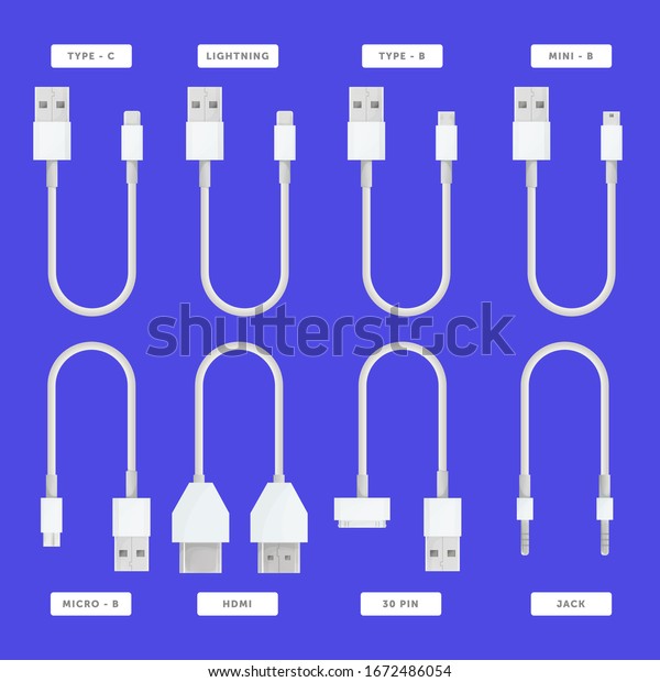 Most Standard Usb Type B Type Stock Vector (Royalty Free) 1672486054
