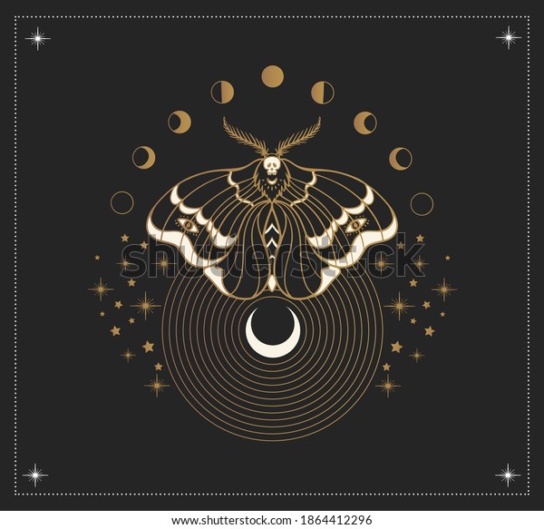 Moth Cycles Moon Mystical Symbol Stock Vector (Royalty Free) 1864412296 ...