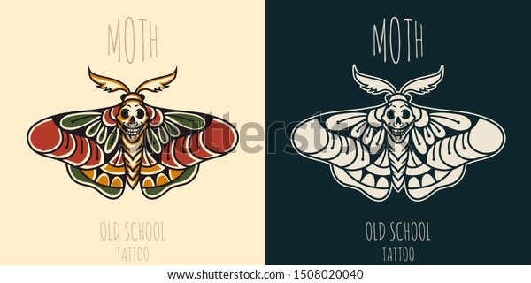 Moth Hand Drawing Old School Tattoo: เวกเตอร์สต็อก (ปลอดค่าลิขสิทธิ์ ...