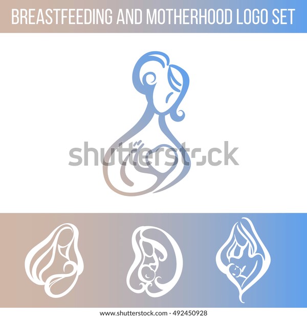 Mother Child Logo Design Set Minimalistic Stock Vector (Royalty Free ...