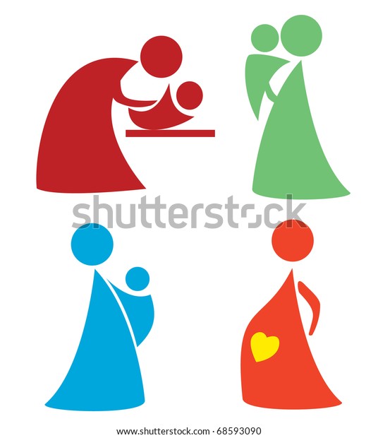 Mother Child Set Simple Icons Symbols Stock Vector (Royalty Free ...