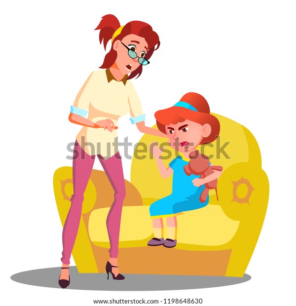 Mother Comforting Crying Child Vector Isolated Stock Vector (Royalty ...