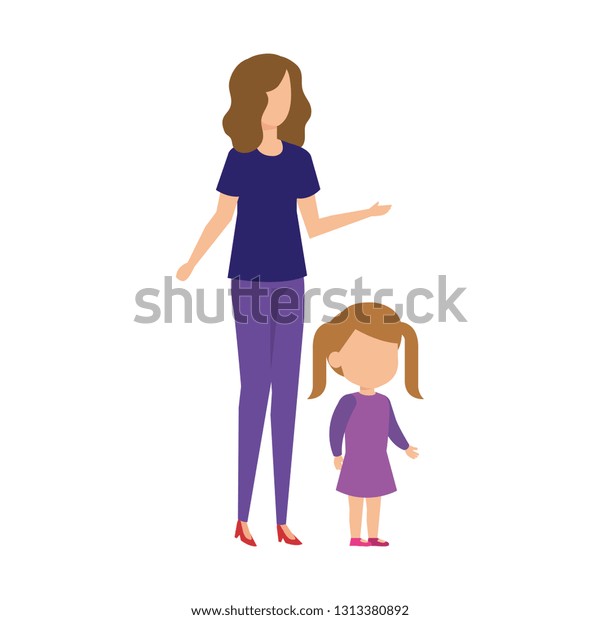 Mother Daughter Characters Stock Vector (Royalty Free) 1313380892 ...