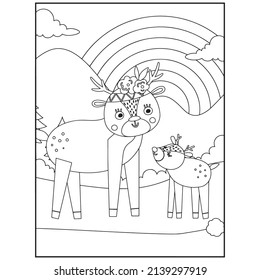 Mother Day Animals Coloring Pages Kids Stock Vector (Royalty Free ...