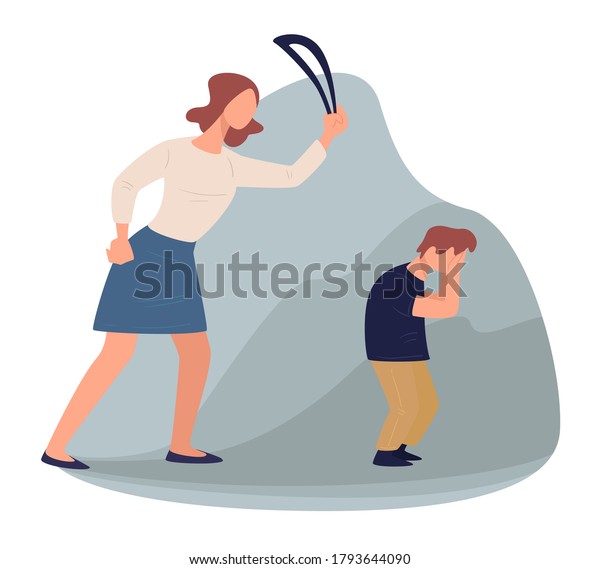 Mother Punishing Son Beating Leather Belt Stock Vector (Royalty Free ...