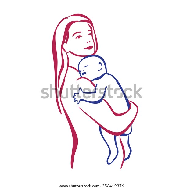 Mother Small Baby Hands Stock Vector (Royalty Free) 356419376 ...