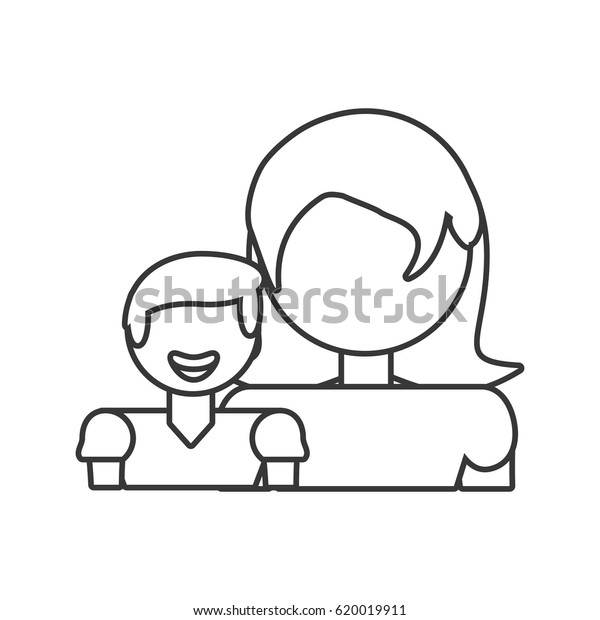 Mother Son Together Outline Stock Vector (Royalty Free) 620019911