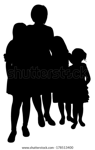 Mother Three Daughterssilhouette Vector Stock Vector (Royalty Free ...