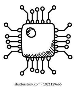 Motherboard Electronic Computer Hardware Technology Doodle Stock Vector ...