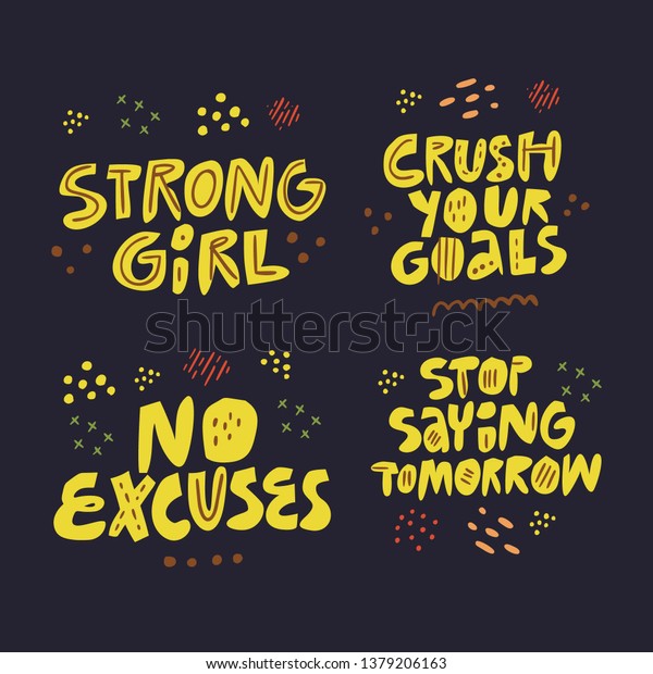 Motivating Slogan Hand Drawn Flat Lettering Stock Vector (Royalty Free ...