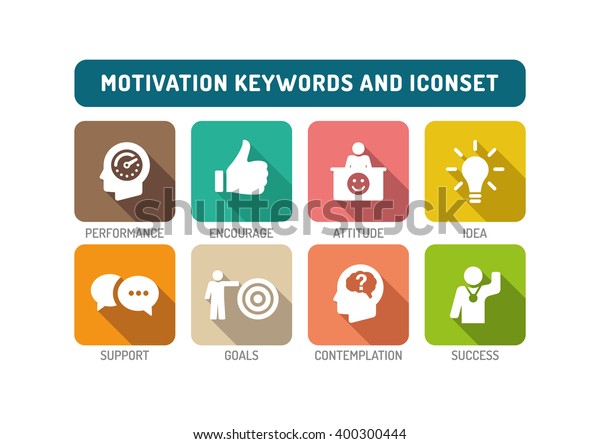 Motivation Flat Icon Set Stock Vector (Royalty Free) 400300444