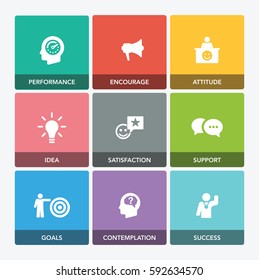 Motivation Icon Set: vector de stock (libre de regalías) 592634570 ...