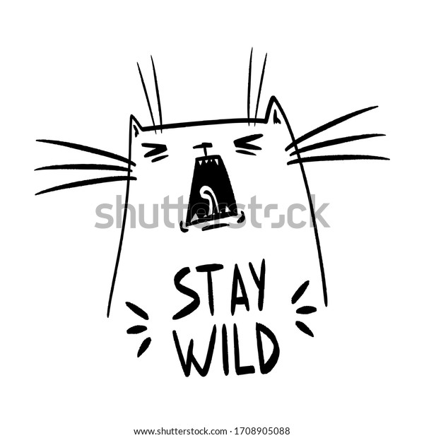 Motivation Vector Quote Hand Drawn Cat Stock Vector (Royalty Free ...