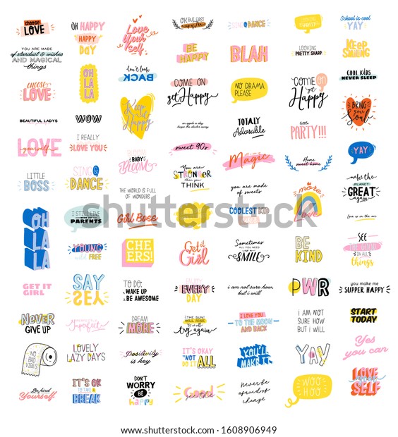 Motivational Typography Set Cool Quotes Isolated Stock Vector (Royalty ...