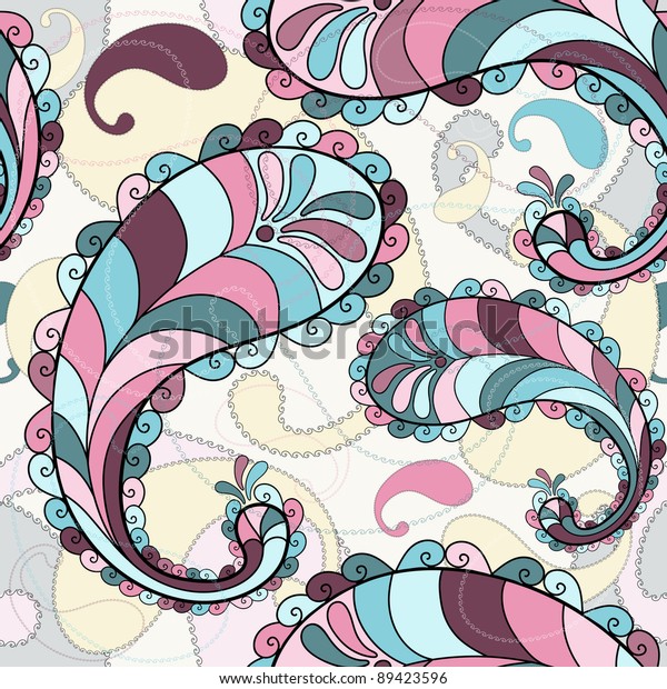 Motley Seamless Pattern Colorful Paisley Vector Stock Vector (Royalty ...