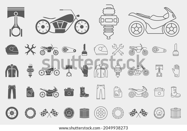 Moto Icons Set Vector Outline Symbols Stock Vector (Royalty Free ...