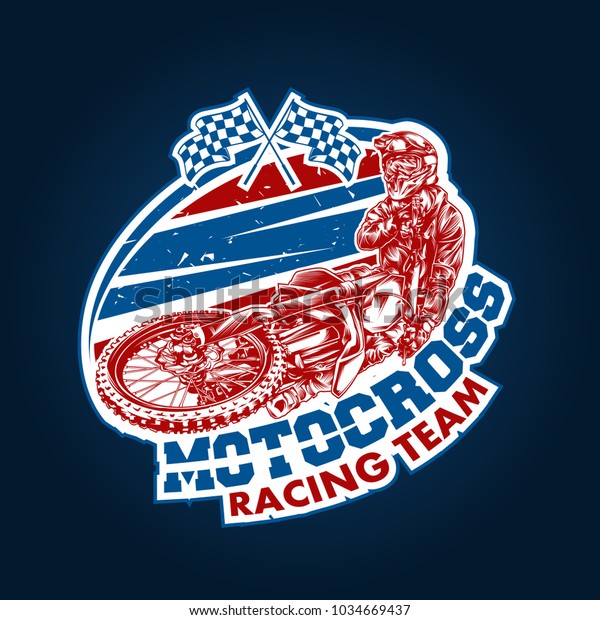 Motocross Emblem Logo Stock Vector (Royalty Free) 1034669437