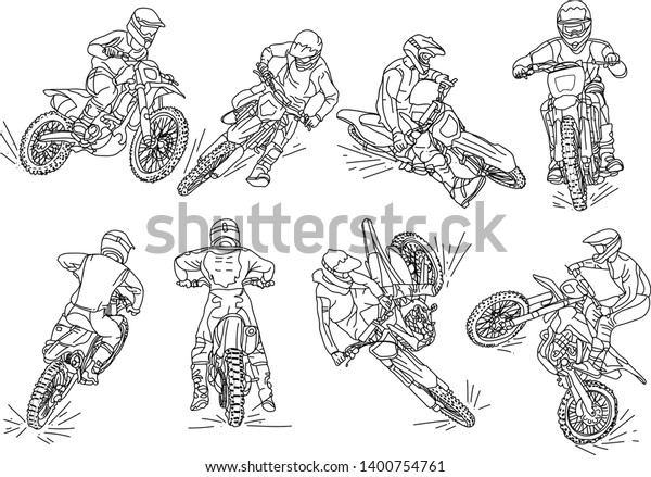 Motocross Extreme Outline Vector Illustrations Eps: เวกเตอร์สต็อก (ปลอด ...
