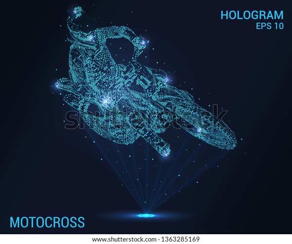 Motocross Hologram Digital Technological Background Motorsports Stock ...