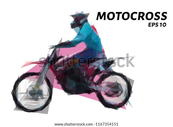 Motocross Triangles Low Polys Motorcycle Vector Stock Vector (Royalty ...