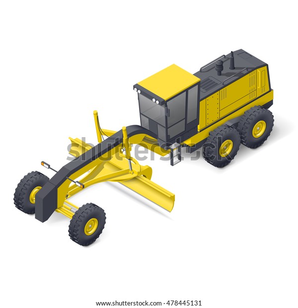 Motor Grader Isometric Detailed Icon Vector Stock Vector (Royalty Free ...