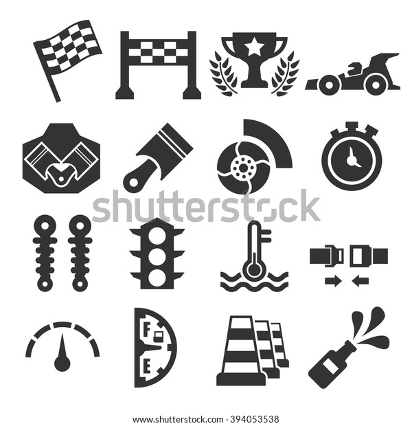 Motor Race Icon Set Stock Vector (Royalty Free) 394053538