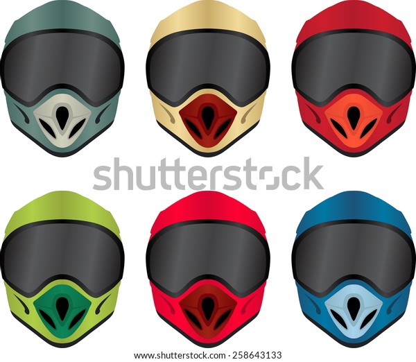Motorbike Helmet Front View Vector Pack Stock Vector (Royalty Free ...