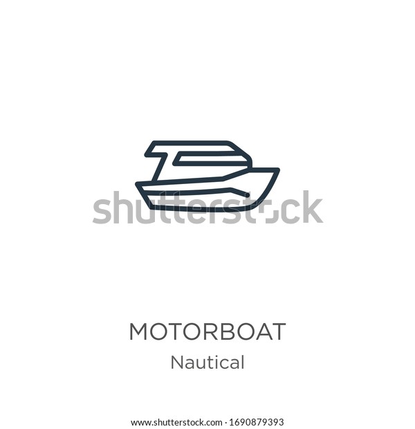 Motorboat Icon Thin Linear Motorboat Outline Stock Vector (Royalty Free ...