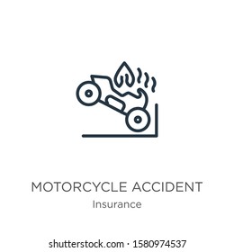Motorcycle Accident Icon Thin Linear Motorcycle Stock Vector (Royalty ...