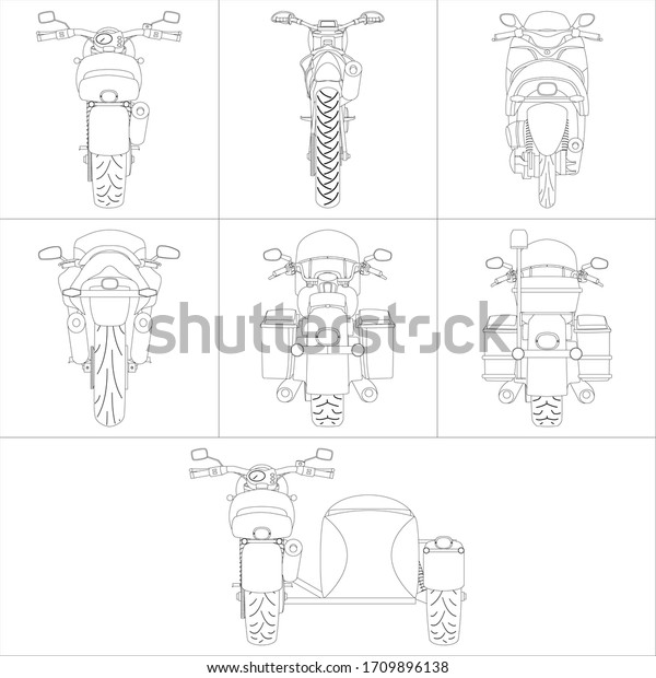 Motorcycle Back View Set Painting Canvas Stock Vector (Royalty Free ...