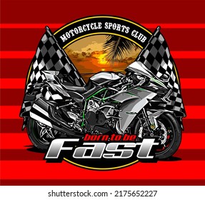 Motorcycle Beach Background Racing Flag Stock Vector (Royalty Free ...