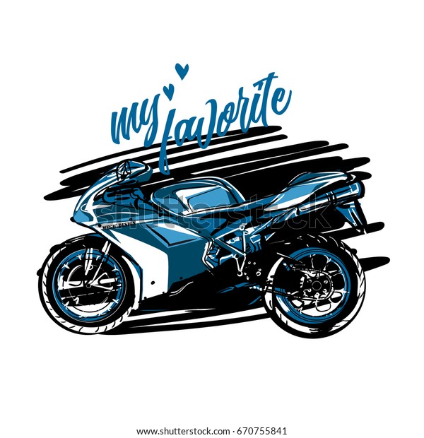 Motorcycle Blue Color Hearts Vector Isolated Stock Vector (Royalty Free ...