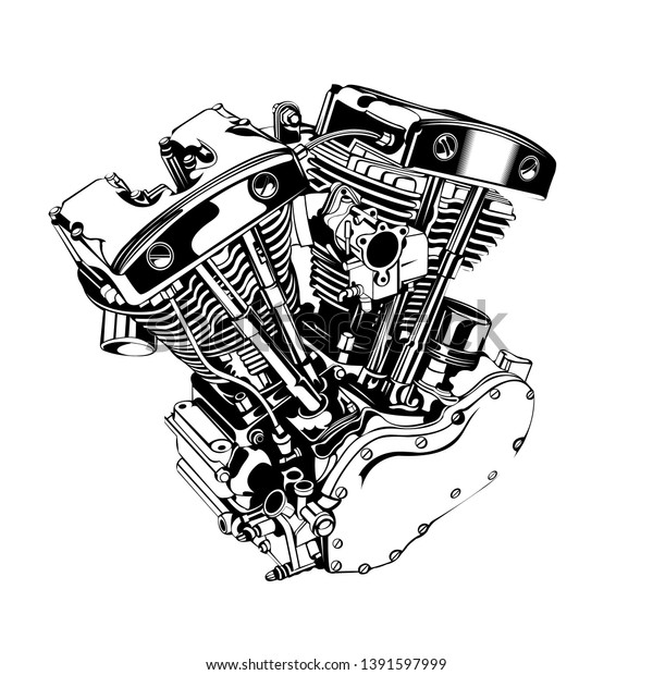 Motorcycle Engine Illustration Design Stock Vector (Royalty Free ...