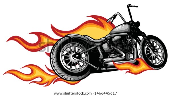 Motorcycle Fire Flames Vector Illustration 스톡 벡터(로열티 프리) 1466445617 ...