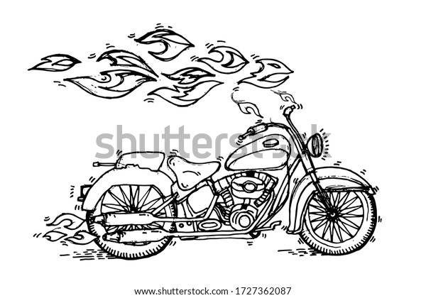 Motorcycle Flying On Road Fire Flames: เวกเตอร์สต็อก (ปลอดค่าลิขสิทธิ์ ...