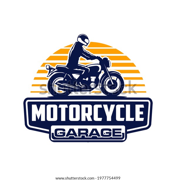 Motorcycle Garage Design Logo Template Stock Vector (Royalty Free ...