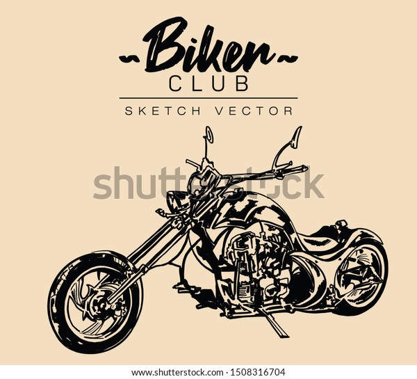 Motorcycle Hand Drawn Sketch Vector Illustration Stock Vector (Royalty ...