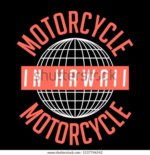 Motorcycle Hawaii Slogan Print Vector Stock Vector (Royalty Free ...