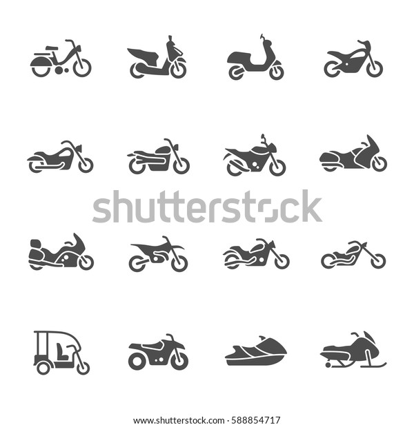 Motorcycle Icons Stock Vector (Royalty Free) 588854717