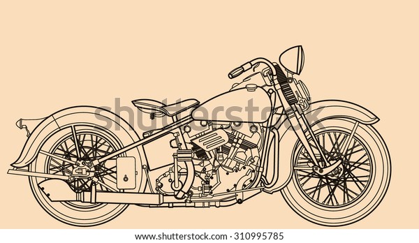 Motorcycle Line Drawing: เวกเตอร์สต็อก (ปลอดค่าลิขสิทธิ์) 310995785 ...