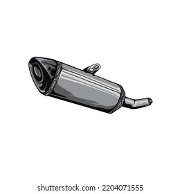 Motorcycle Muffler Part On White Background Stock Vector (Royalty Free ...