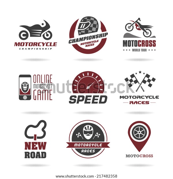 Motorcycle Racing Icon Set 3 Stock Vector (Royalty Free) 217482358 ...