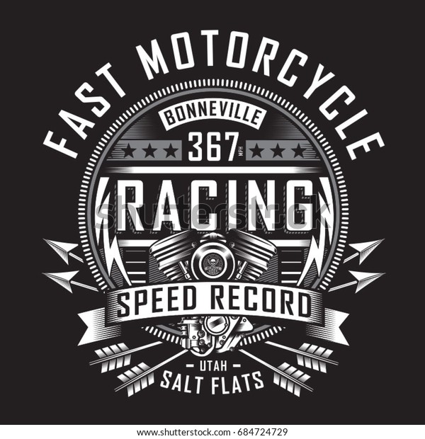 Motorcycle Racing Typography Tee Shirt Graphics Stock Vector (Royalty ...